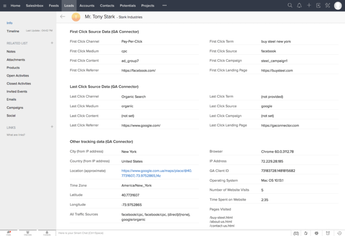 Integrating GA Connector with Zoho CRM